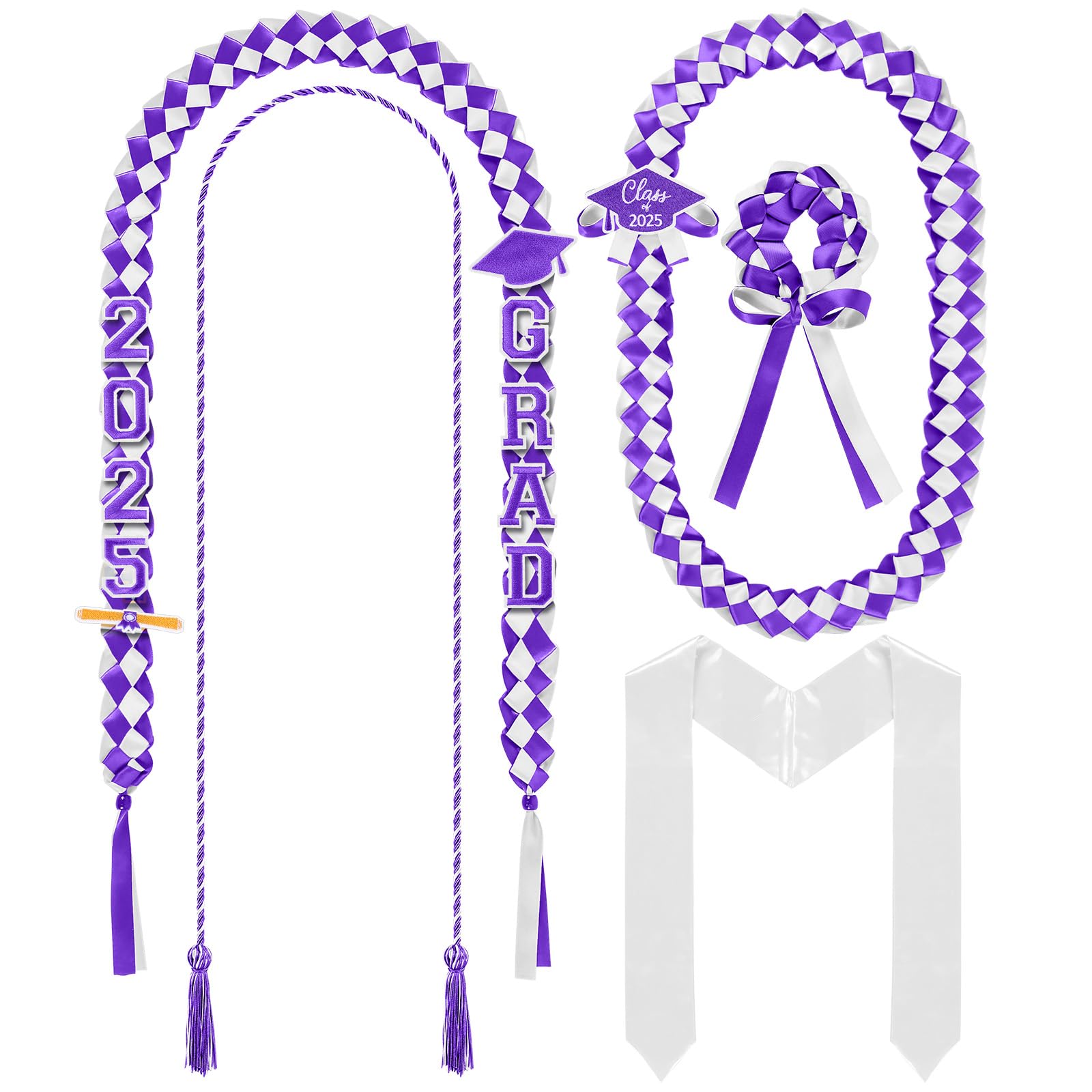 Canlierr 18 Pcs Graduation Leis and Stole and Honor Cords 2025 Braided ...