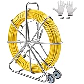 VEVOR Fish Tape Fiberglass, 600 ft, 5/16 in, Duct Rodder Fishtape Wire ...