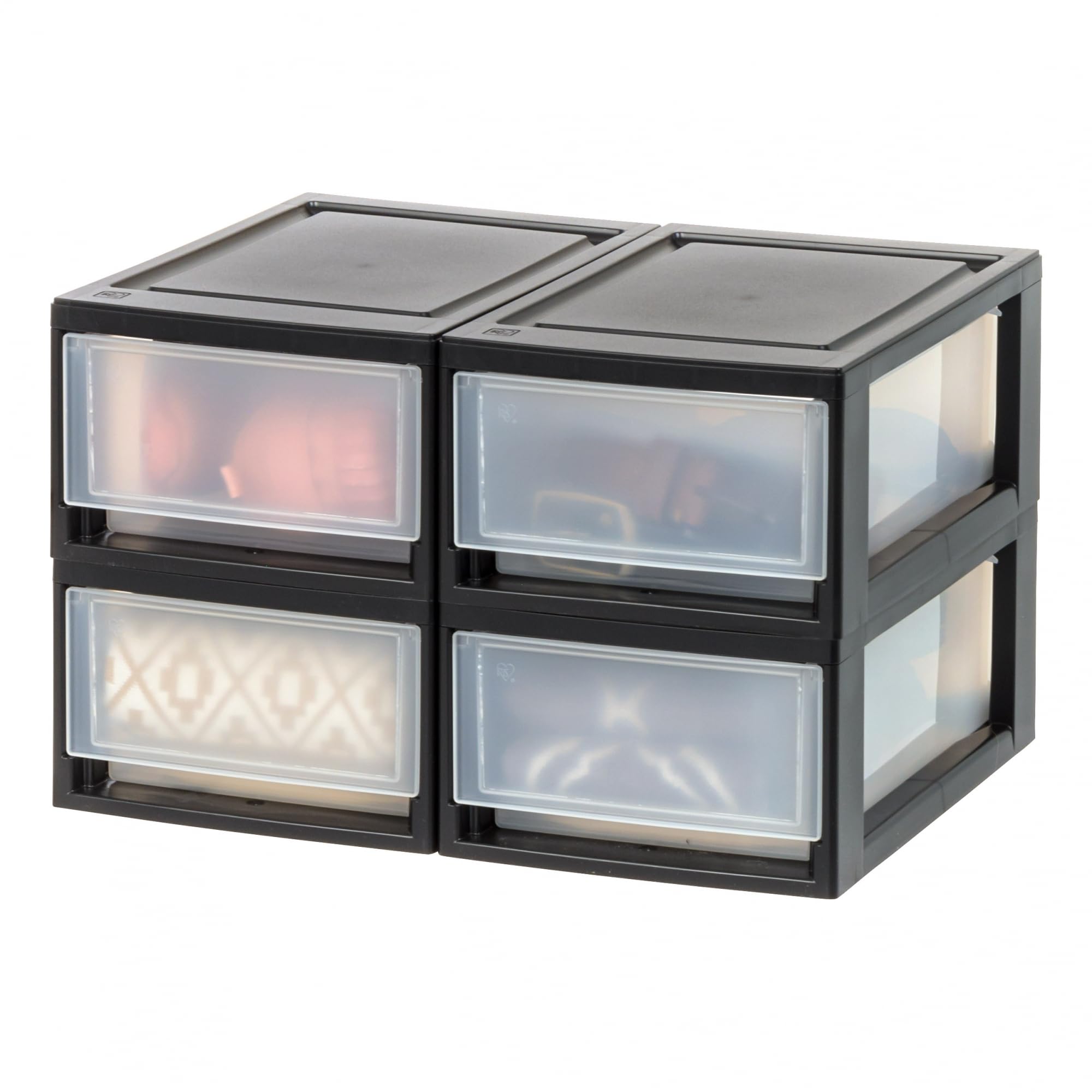 IRIS USA 6 Qt. Plastic Drawer Storage Organizer Stacking Drawers, 4 ...