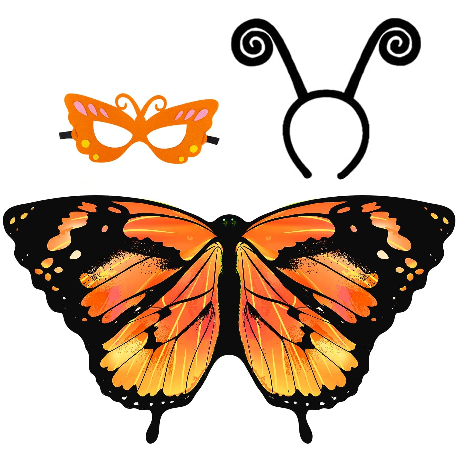 IROLEHOME Kids Butterfly-Wings Costume for Girls Headband-Mask ...