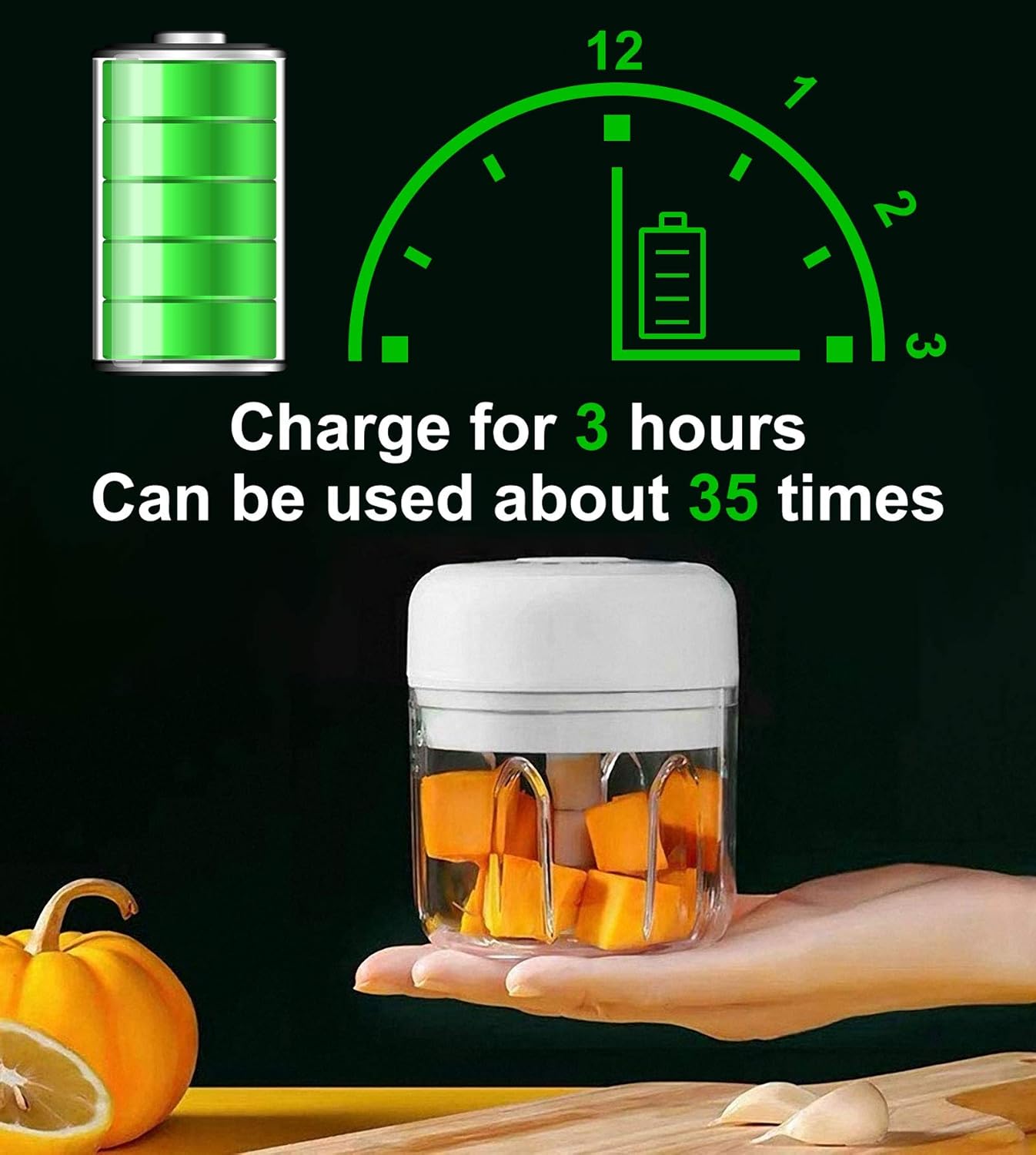 Electric Mini Food Chopper, Vunnalise Garlic Blender Portable Food ...