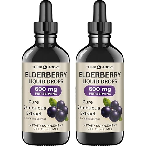 Elderberry Liquid Drops, 600mg, 2 Fl Oz, Pure Sambucus Extract with ...