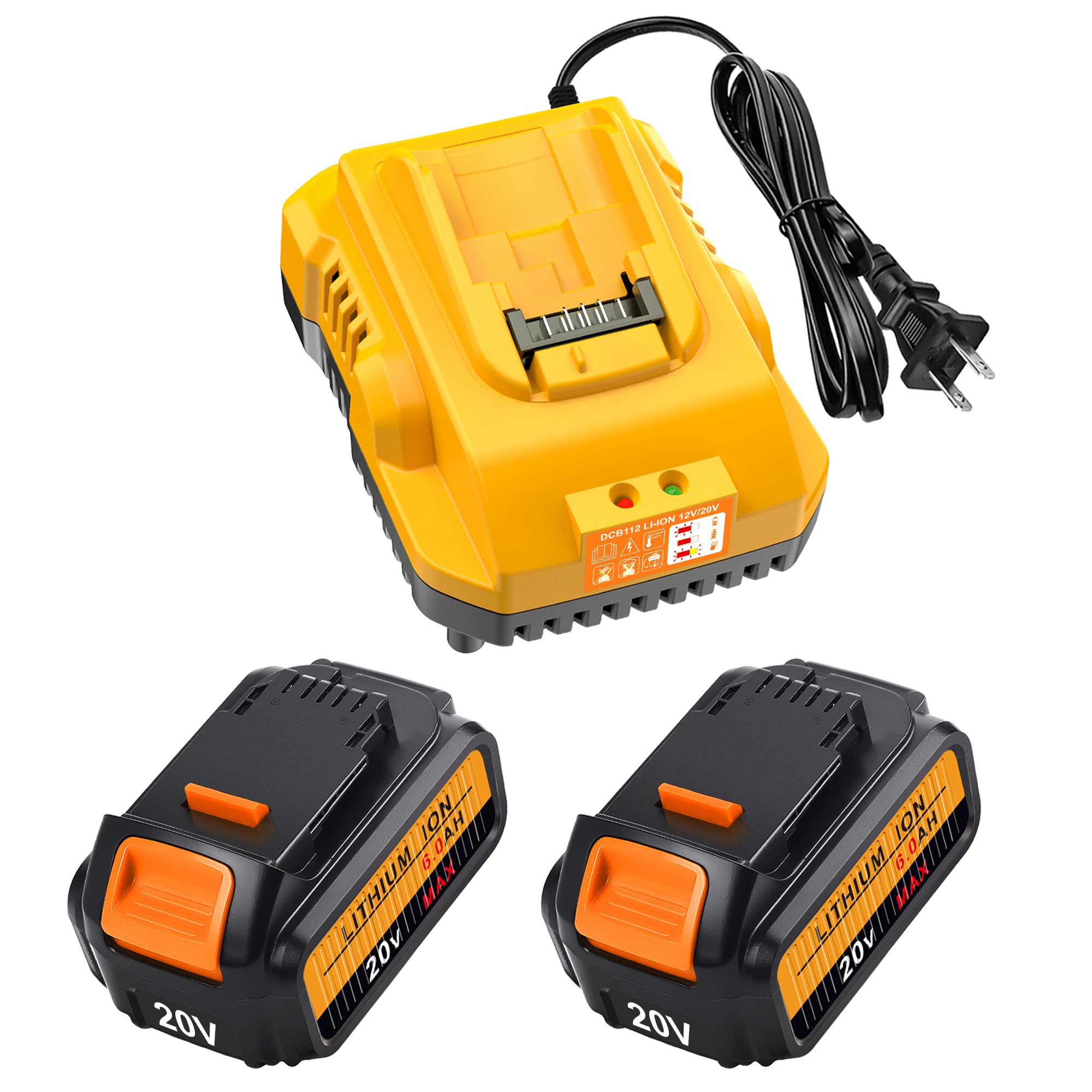 COMRGIKE Upgraded 2Pack 20v Max Battery Replacement for Dewalt 6.0Ah ...