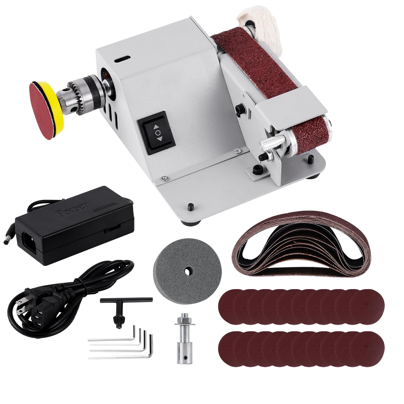 Mini Electric Belt Sander 1.18 x 13 inch Adjustable Angle Small Sanding ...