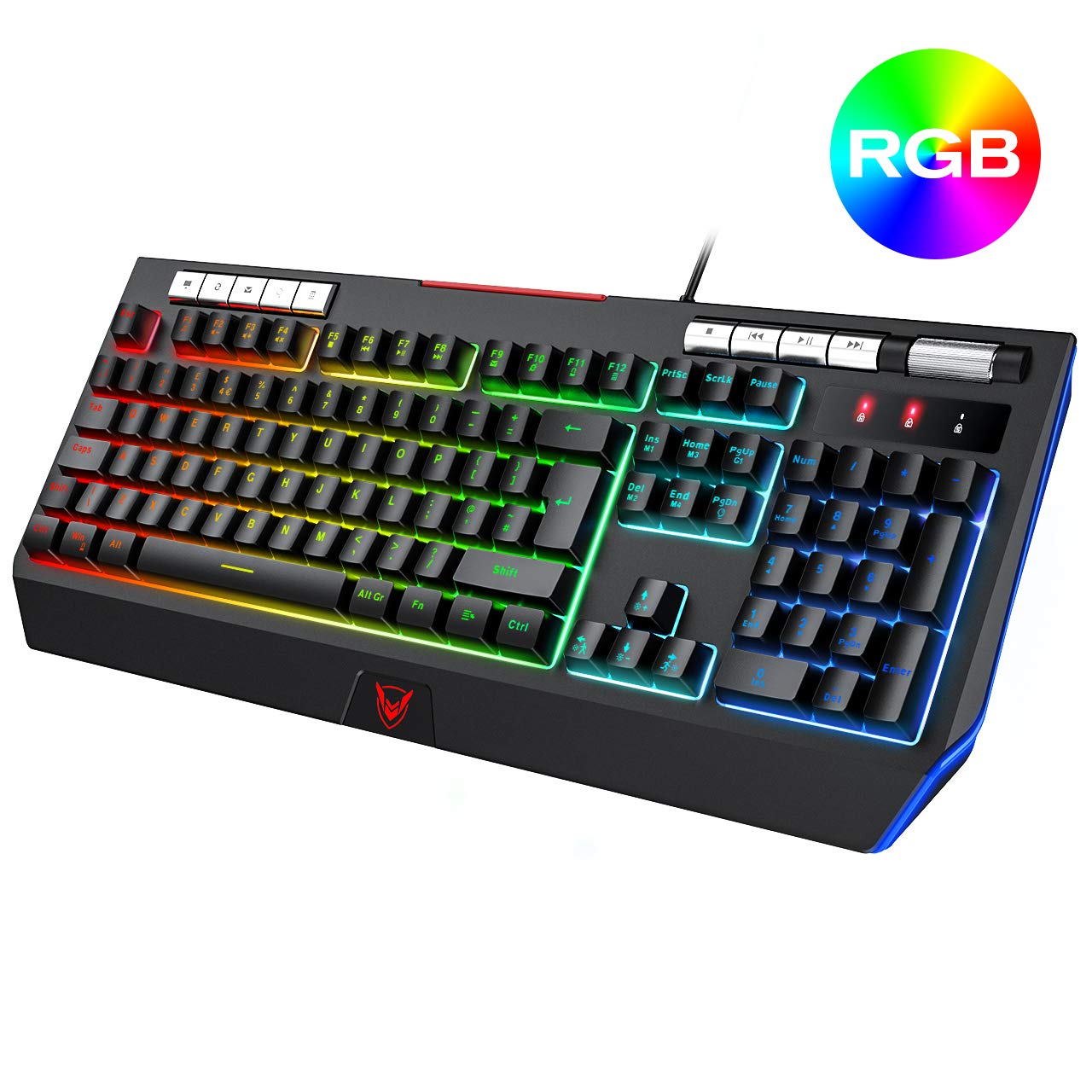 Gaming Keyboard UK Layout, PICTEK RGB Gaming Keyboard Wired with 9 ...