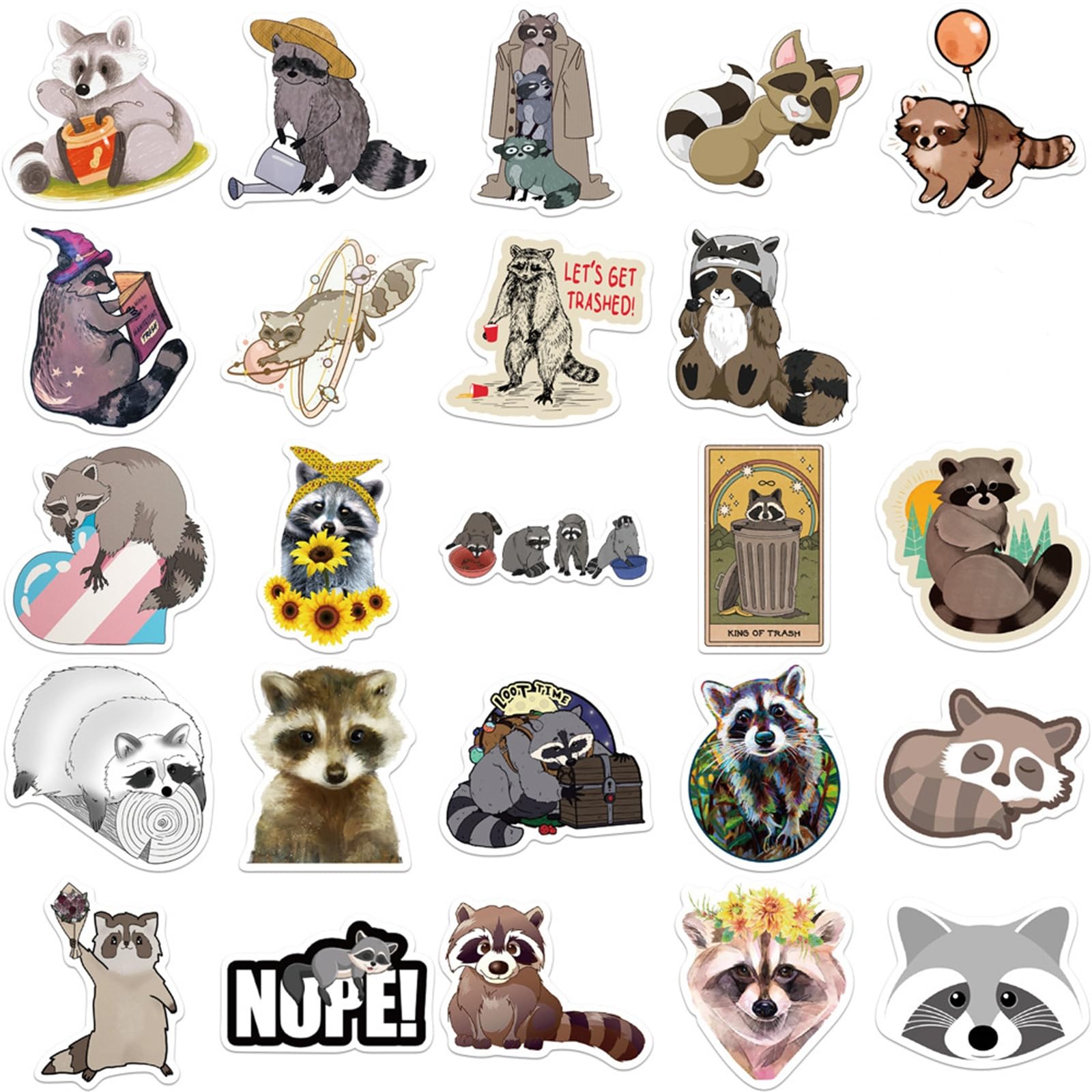 Mua 50Pcs Kawaii Stickers, Cartoon Raccoon Stickers Cute Stickers Pack ...