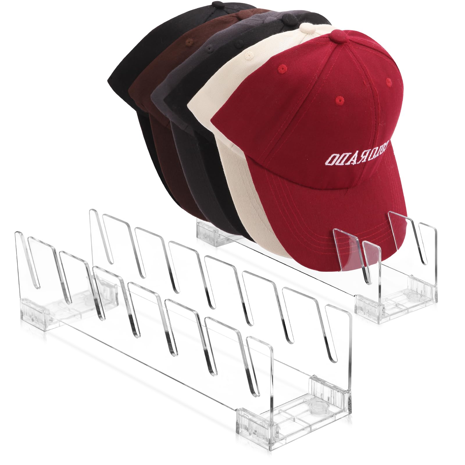 Hat Stand for Baseball Caps, 2 Pack Clear Hat Organizer for 14 Baseball ...