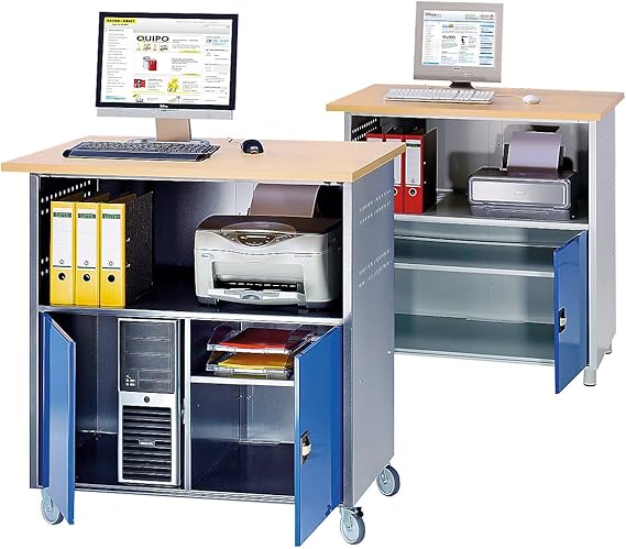 RAU PC-Tisch - mit durchgehendem Fachboden, mit Fahrsatz - anthrazit ...