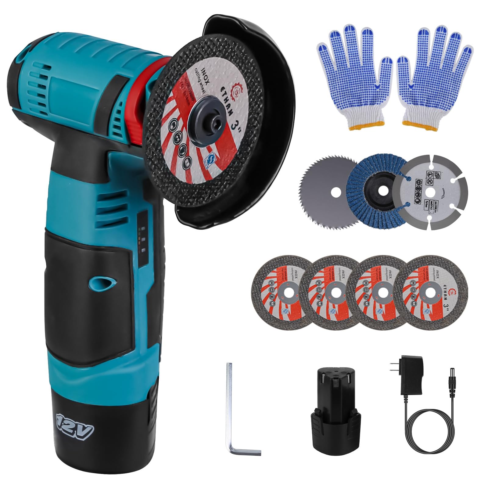 Cordless Mini Angle Grinder Kit,3-Inch Brushless Handheld Grinder w ...