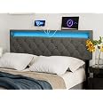 Amazon.com - IKIFLY Upholstered Queen Size Headboard with LED Lights ...