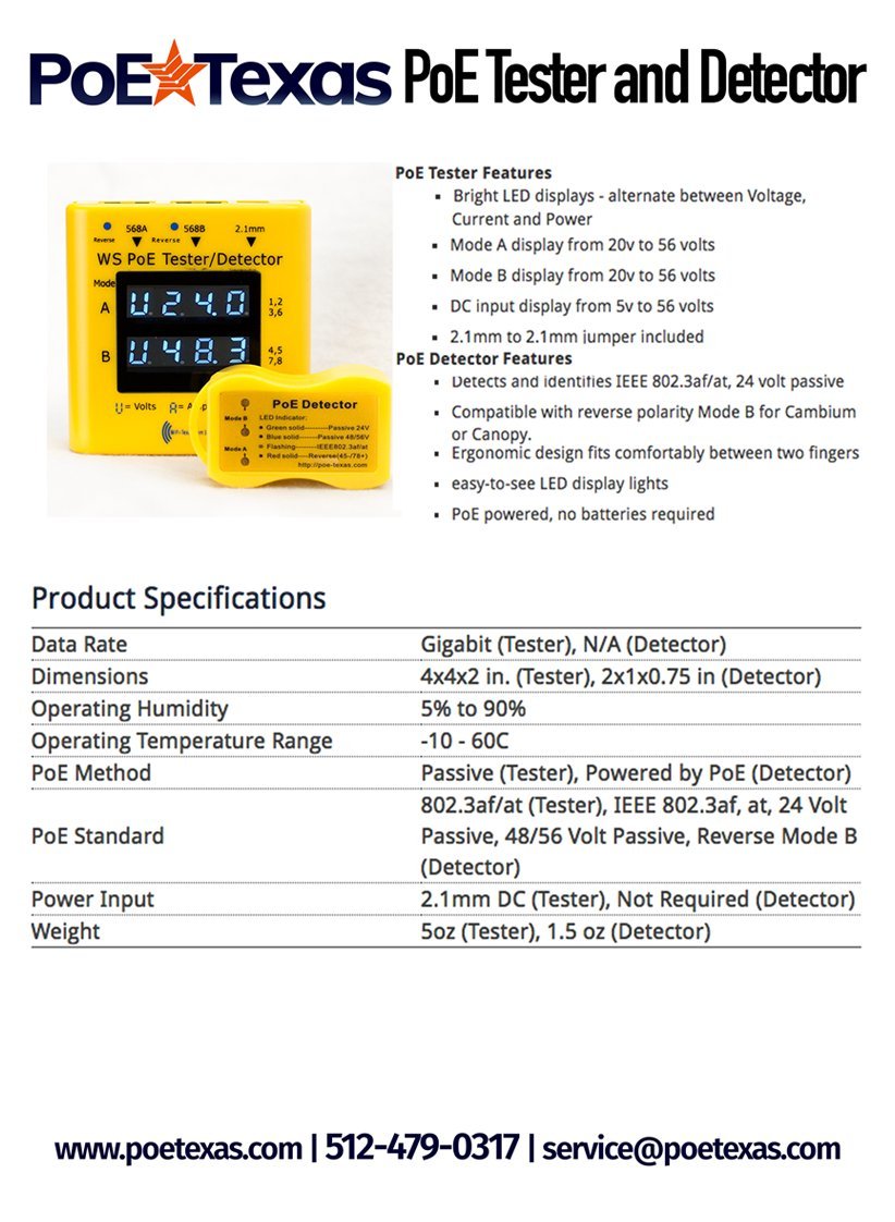 WS-PoE-Tester Inline PoE Voltage and Current Tester (PoE Tester and ...