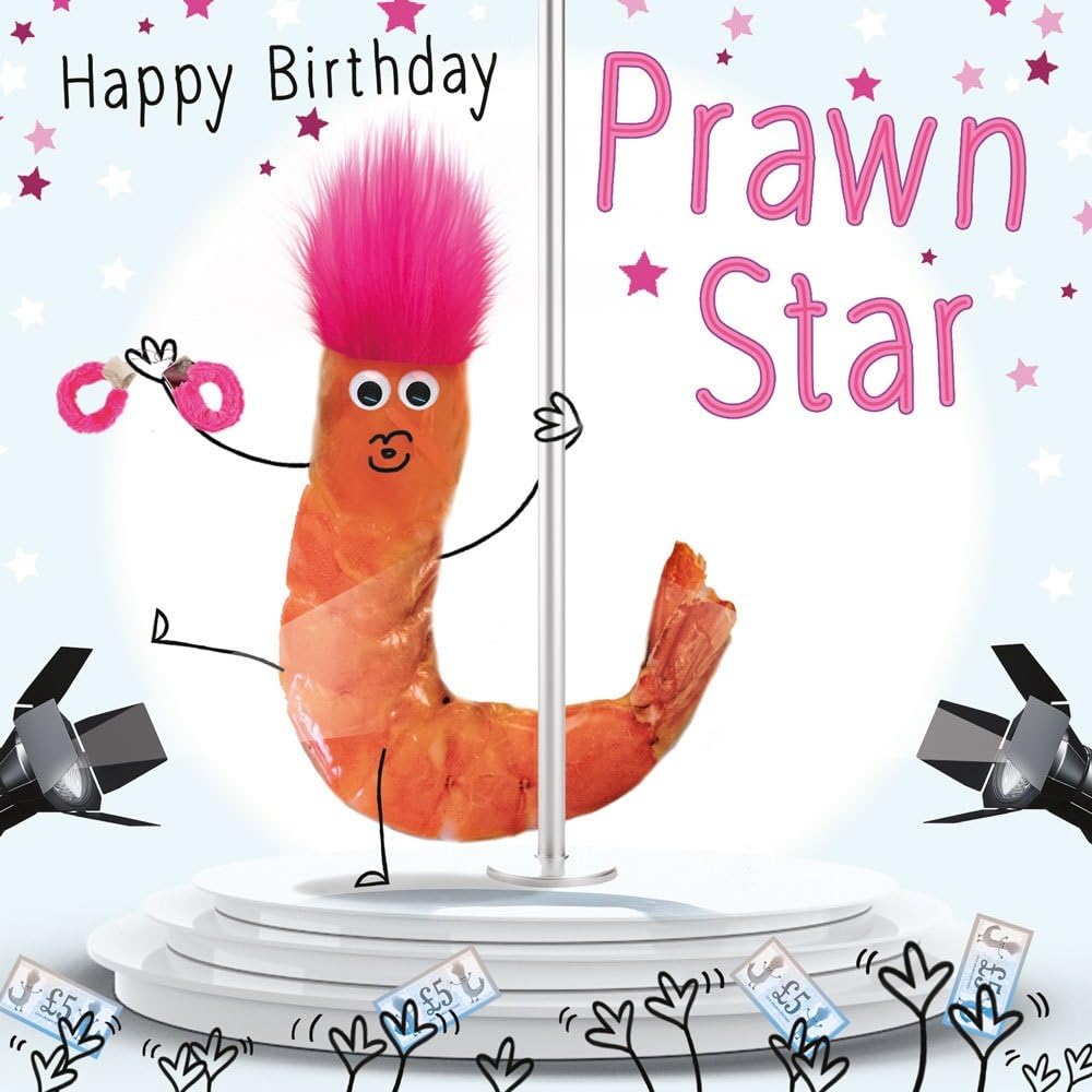 Birthday Card Prawn Star Silly Pun Fluff Fluffy Goggly Eyes: Amazon.co ...