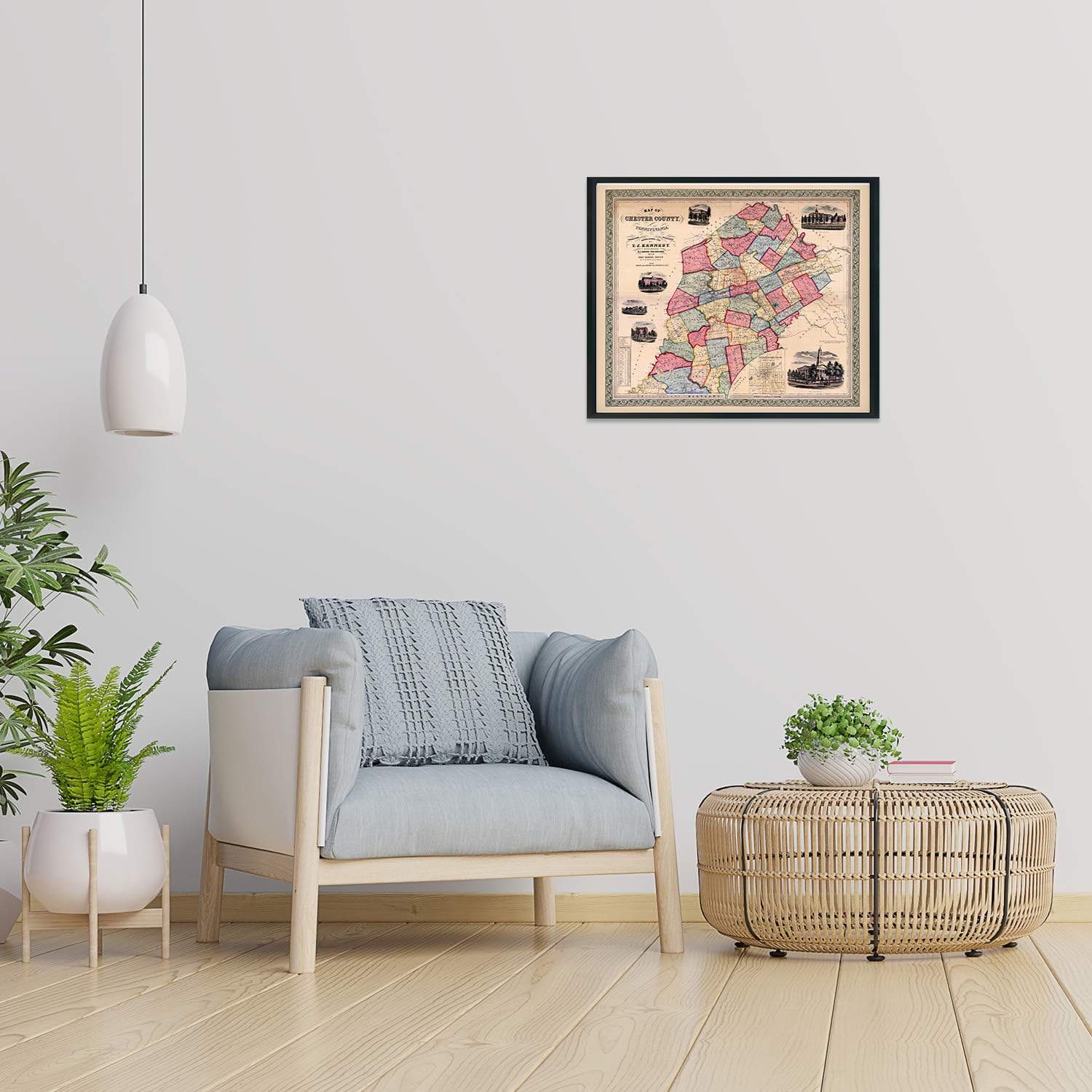 1856 Chester County Pennsylvania Map - Vintage Chester County Wall Art ...