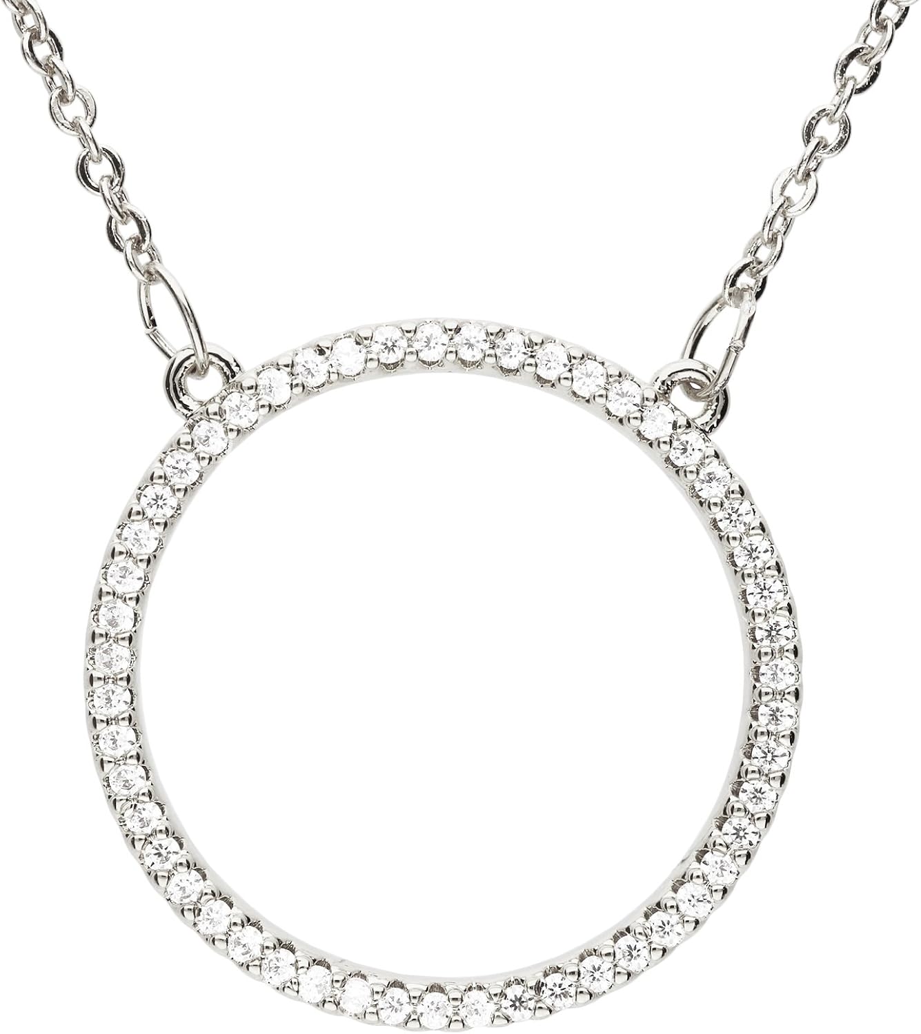 MYA art Damen Kette Halskette Offener Kreis Ring Anhänger mit Strass ...