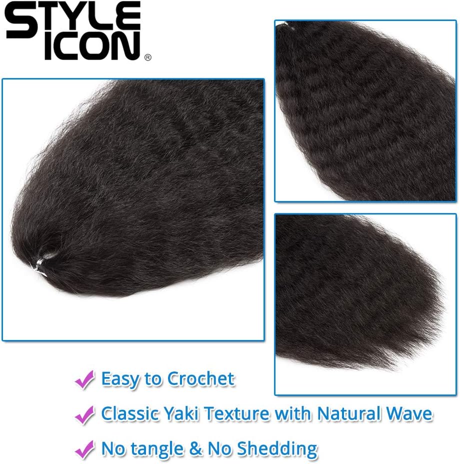Style Icon Yaki Straight Textured 20” Crochet Hair 5 Bundles Long ...