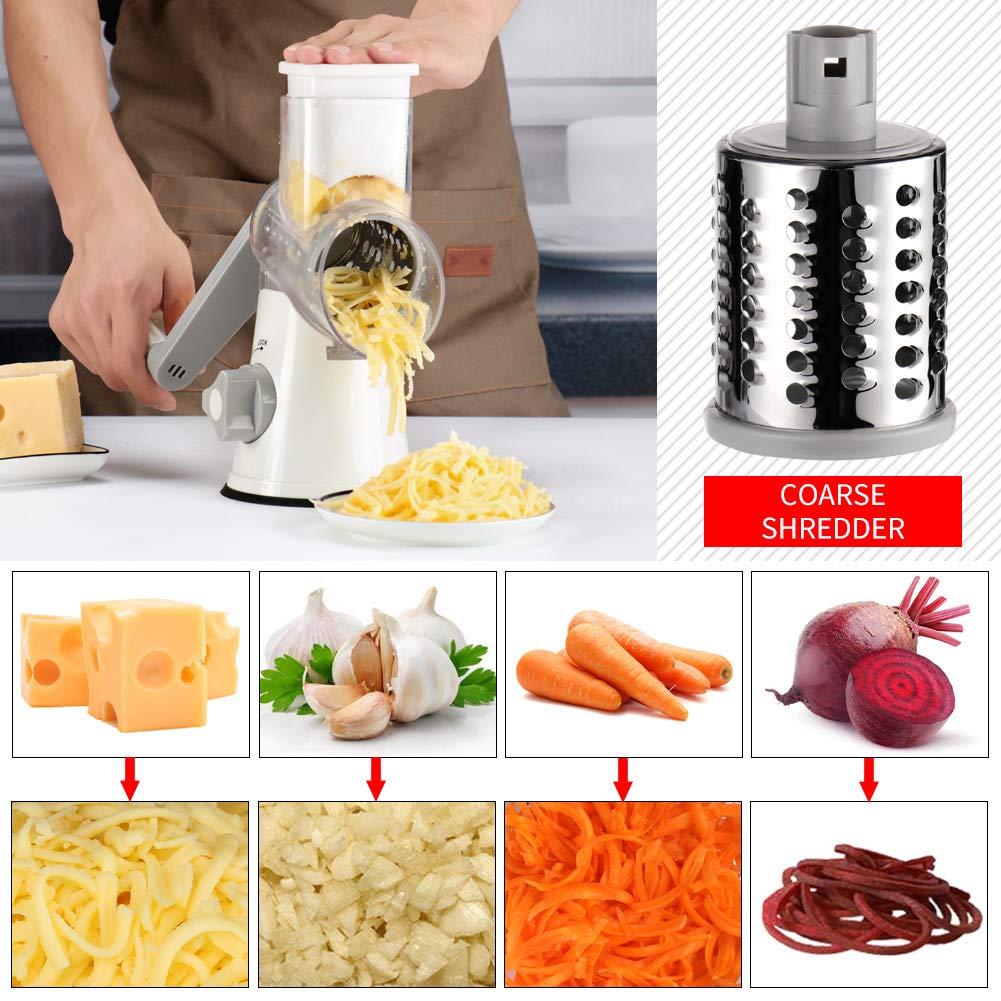 Rotary Cheese Grater Cheese Shredder - Round Mandoline Slicer Vegetable ...