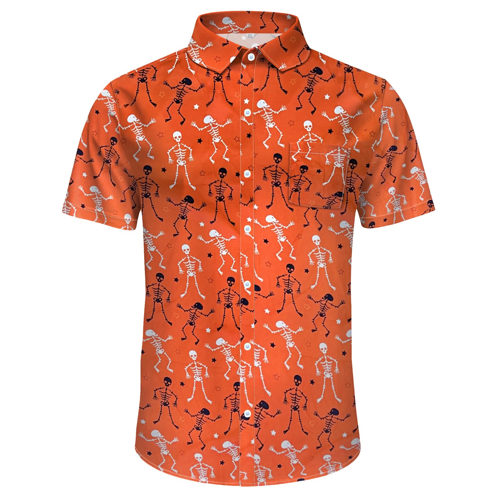 Men's Halloween Shirt Short Sleeve Button Down Male Funny Print ...