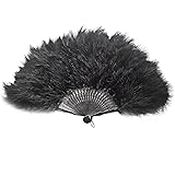 Amazon.com: BABEYOND Vintage Style Folding Handheld Ostrich Feather Fan ...