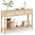 Amazon.com: LAZZO Rattan Console Table Boho Entryway Table Narrow Long ...