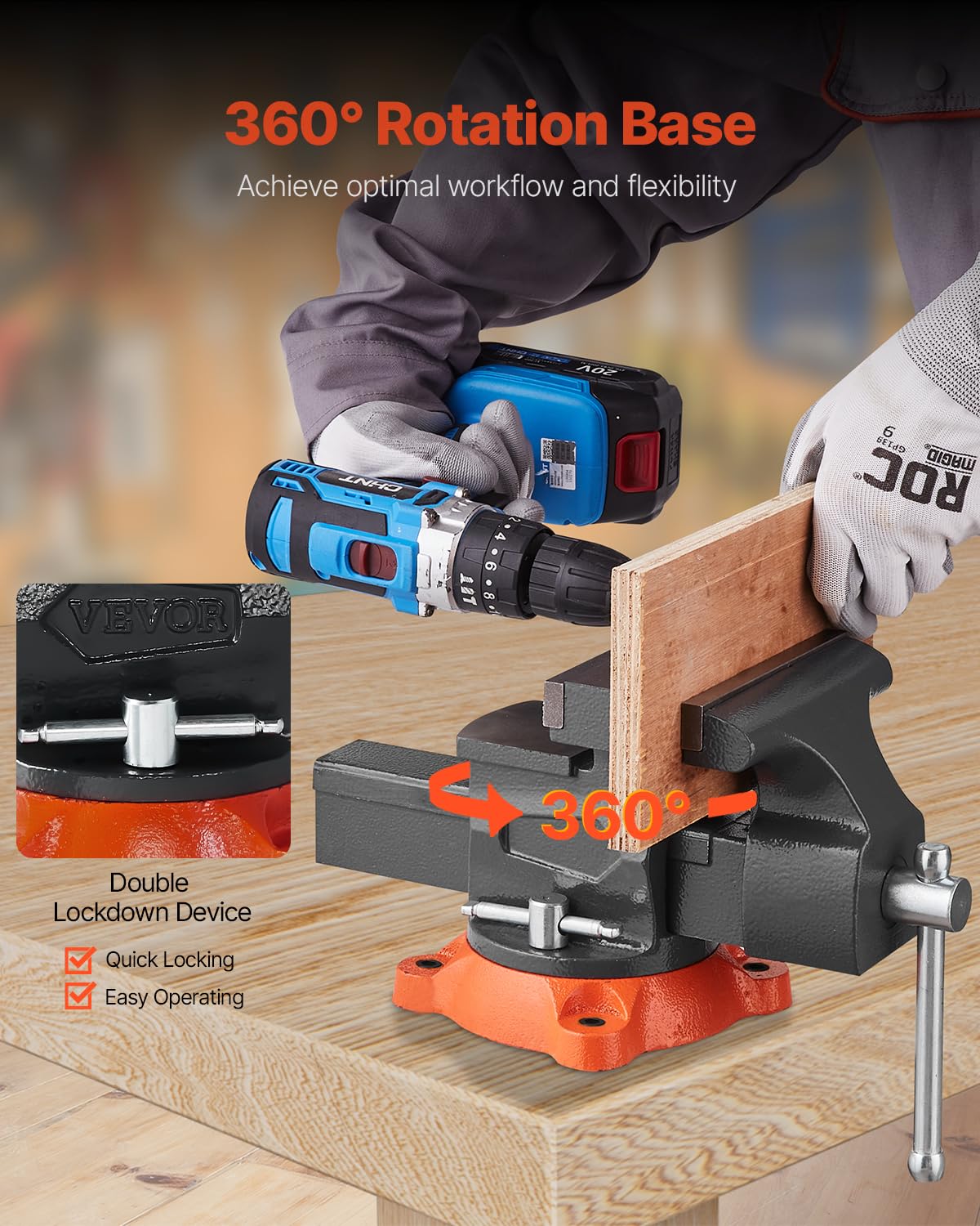 Mua VEVOR Bench Vise, 5.5" Jaw Width, 5.5" Max Jaw Opening Multipurpose ...