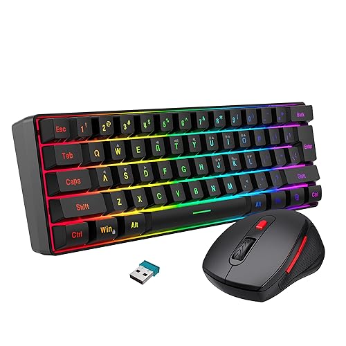 Snpurdiri 60% Wireless Gaming Keyboard and Mouse Combo, Include 2.4G ...