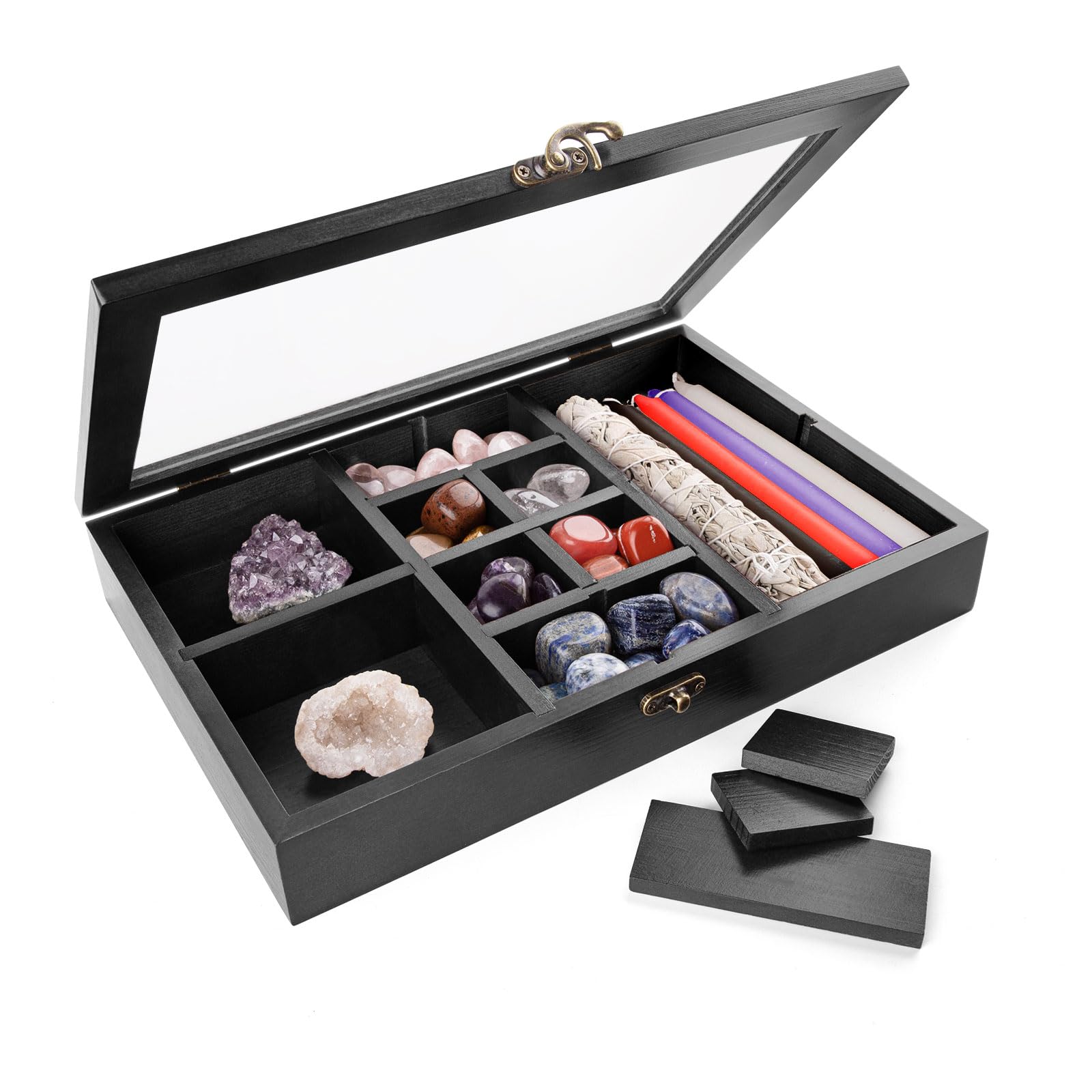 Mooncraftlogy Adjustable Rock Display Case, Crystal Collection Box with ...