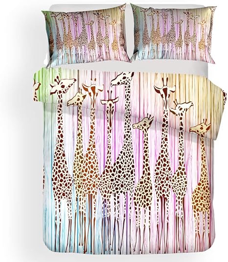 Amazon.com: Giraffe Printed Bedding Set Queen Size Giraffe Duvet Cover ...