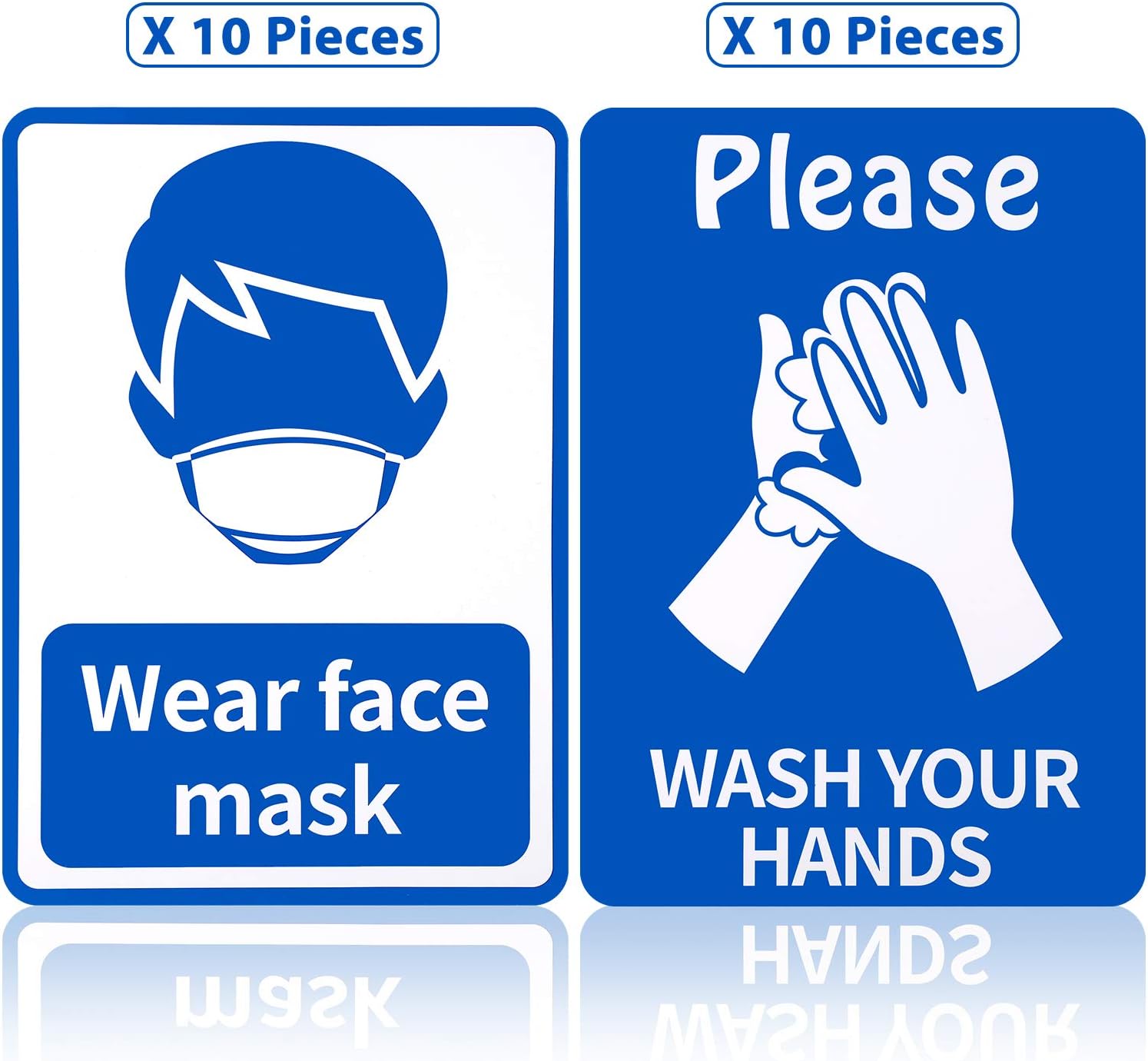 20 Pieces Please Wash Your Hands Stickers Wear Face Cover Notice Sign ...
