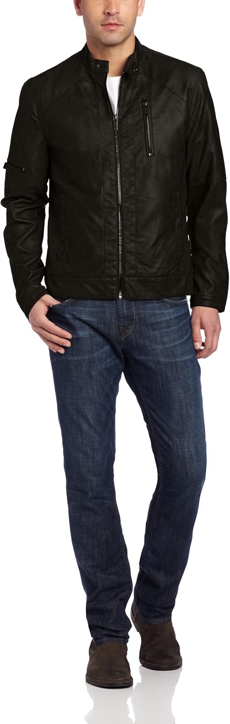 Kenneth Cole REACTION Men's Moto Jacket, Black, Small at Amazon Men’s ...