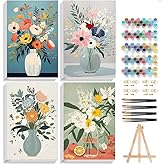 Amazon.com: Julouyn 4 Pack Paint by Numbers Kit for Adults with Framed, Simple Flowers Easy ...