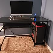 Amazon.com: Rolanstar Black Computer Desk, 55" Office Desk with 2 ...