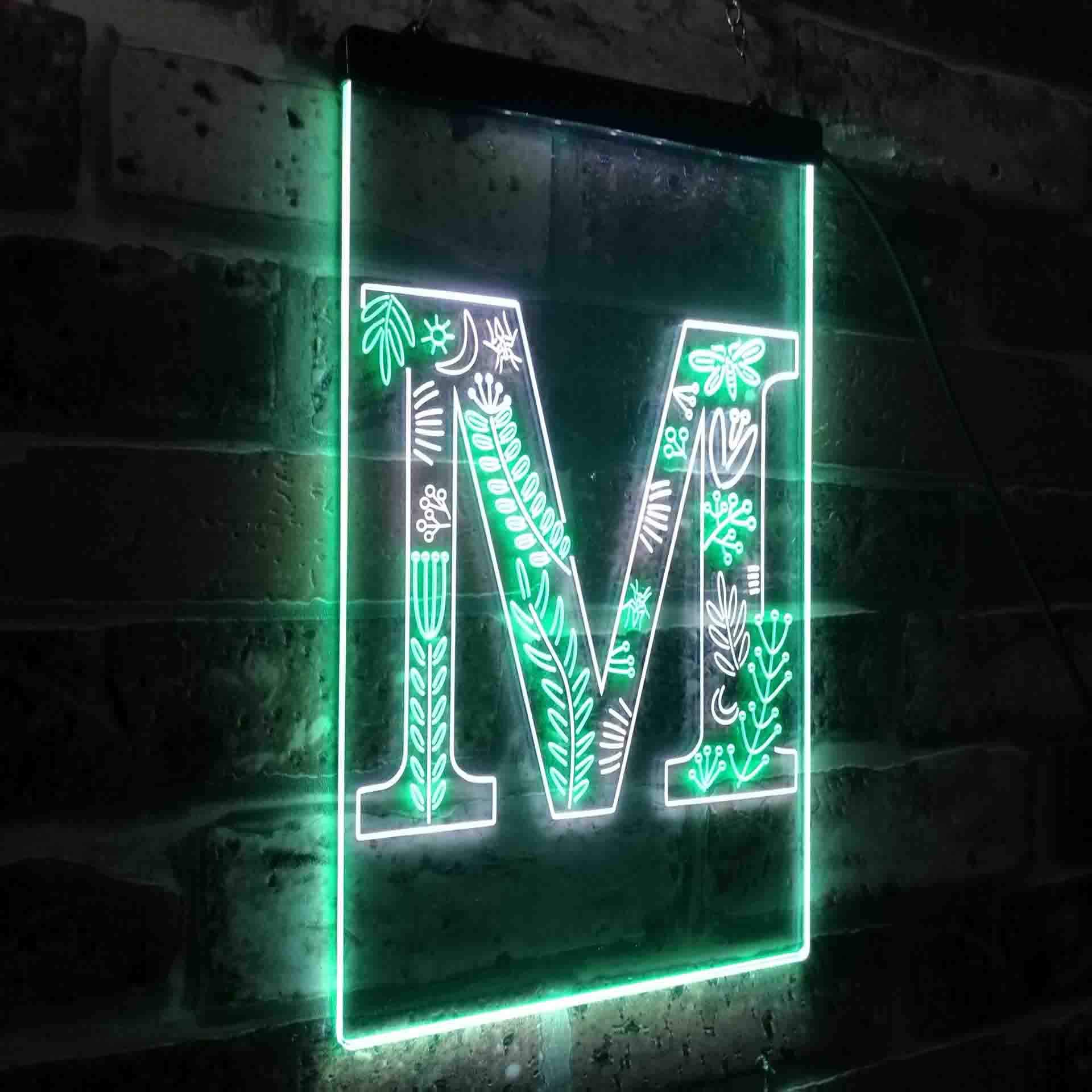 ADVPRO Letter M Initial Monogram Family Name Dual Color LED Neon Sign ...