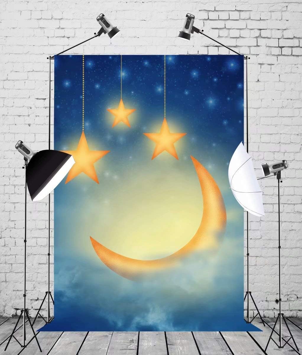 Amazon.com : BELECO 5x7ft Moon Backdrop Night Time with Stars and Moon ...