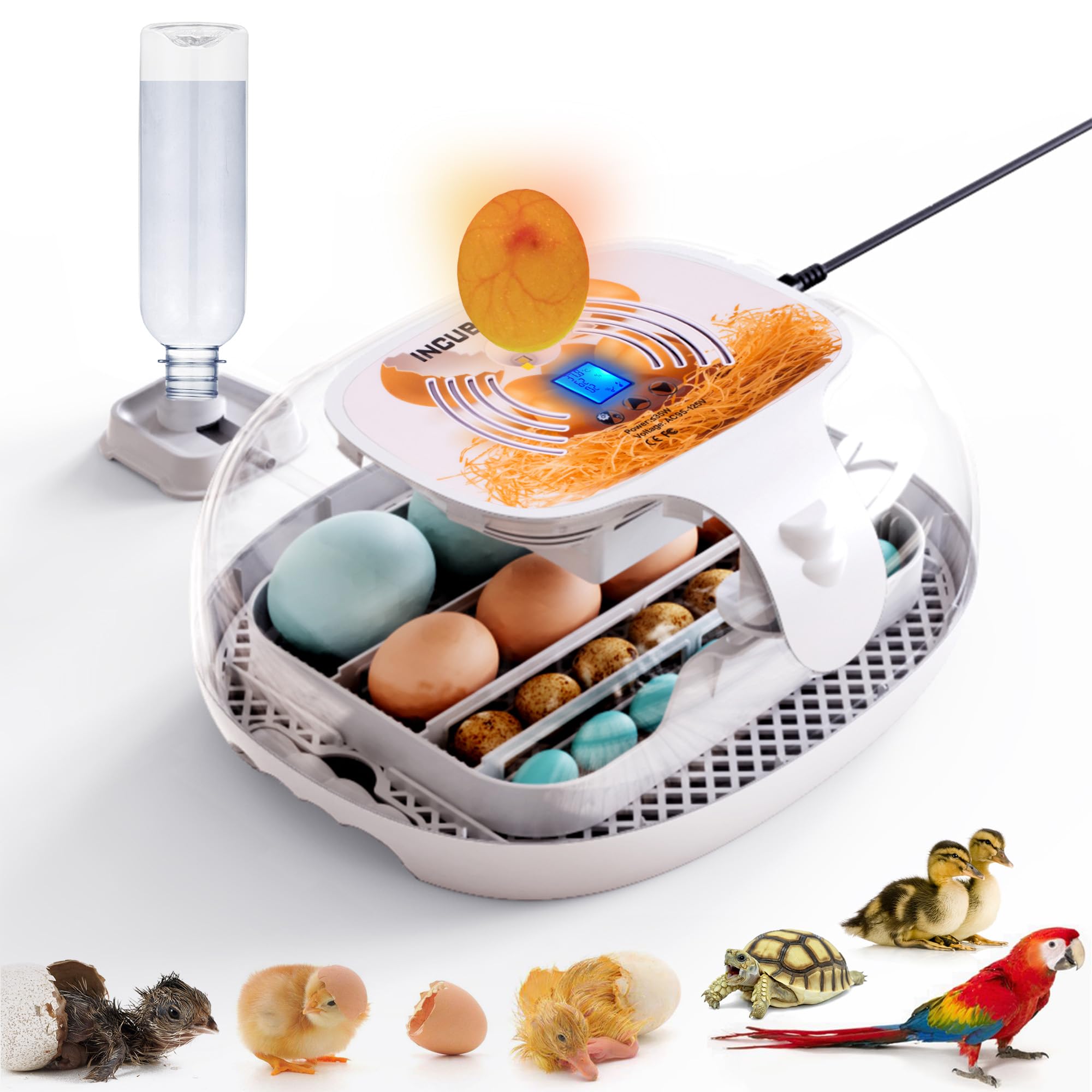 Egg Incubator with Humidity Display,LED Egg Candler,Automatic Egg ...