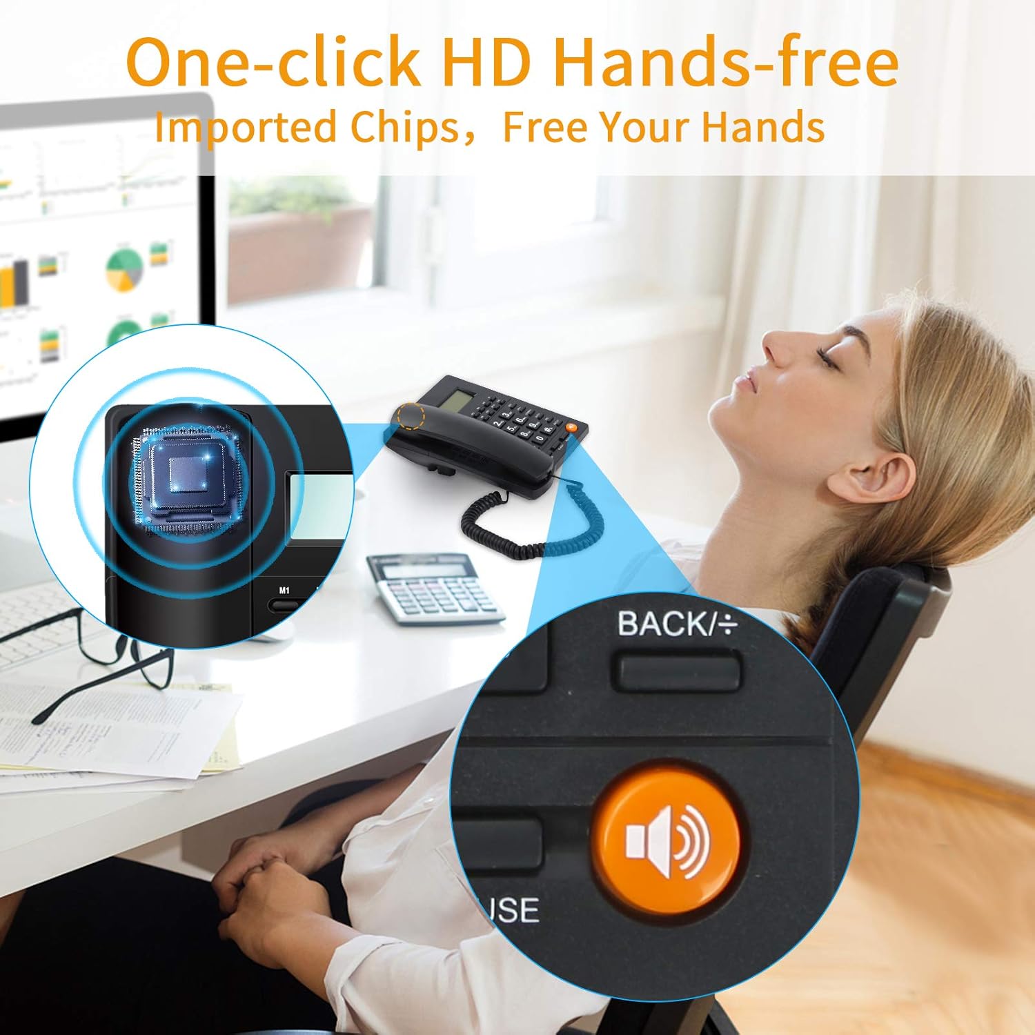 Riiai Big Button Telephone Corded Landline Phone for Elderly Crystal Dialpad Landline Trade Call ...