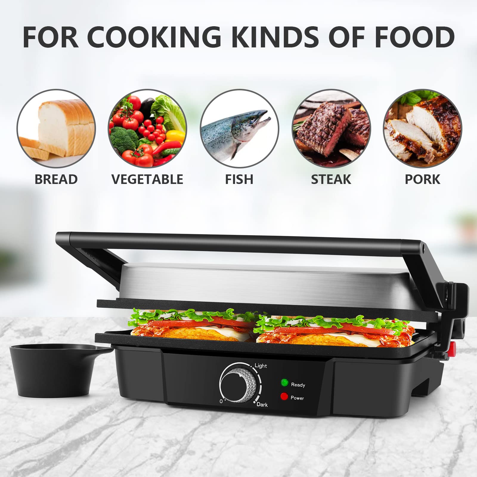 Mua Panini Press Grill MONXOOK, 3-in-1 Sandwich Maker & Electric Grill ...