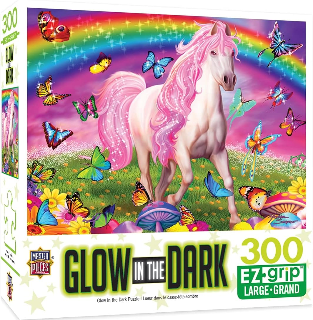 Amazon.com: MasterPieces Glow in The Dark 300 Puzzles Collection ...