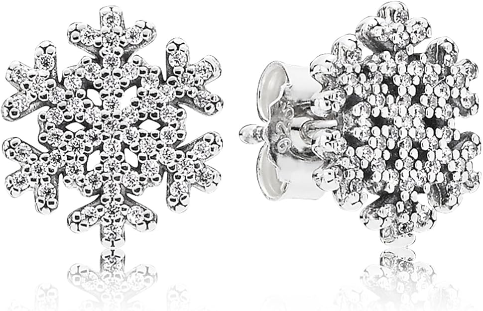 Pandora Damen-Ohrstecker Winter Kiss Schneeflocke 925 Silber Zirkonia ...