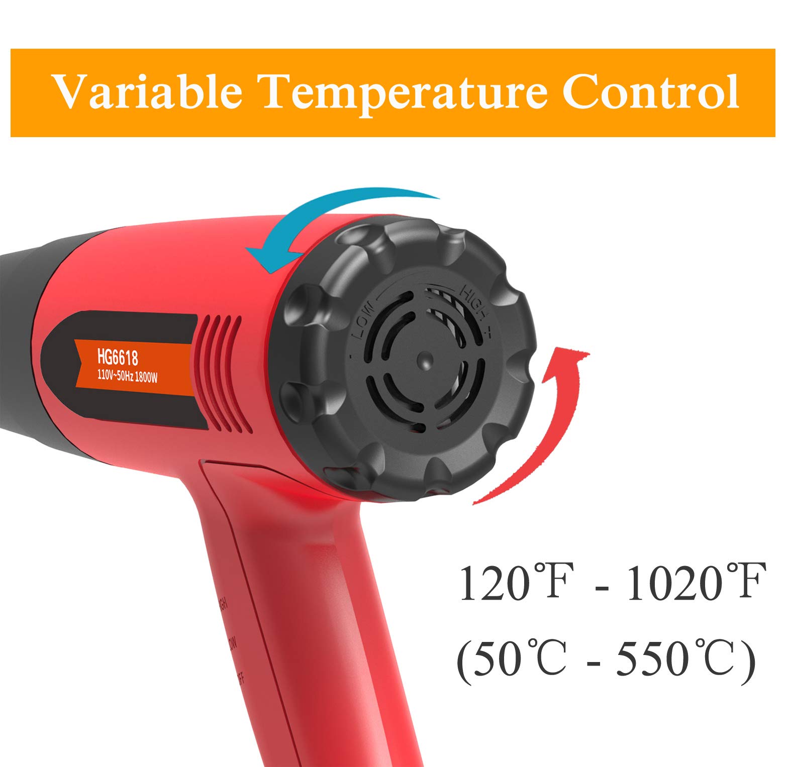 Power Tools Heat Gun Variable Temperature Amtake HG6618 1800W Hot Air ...