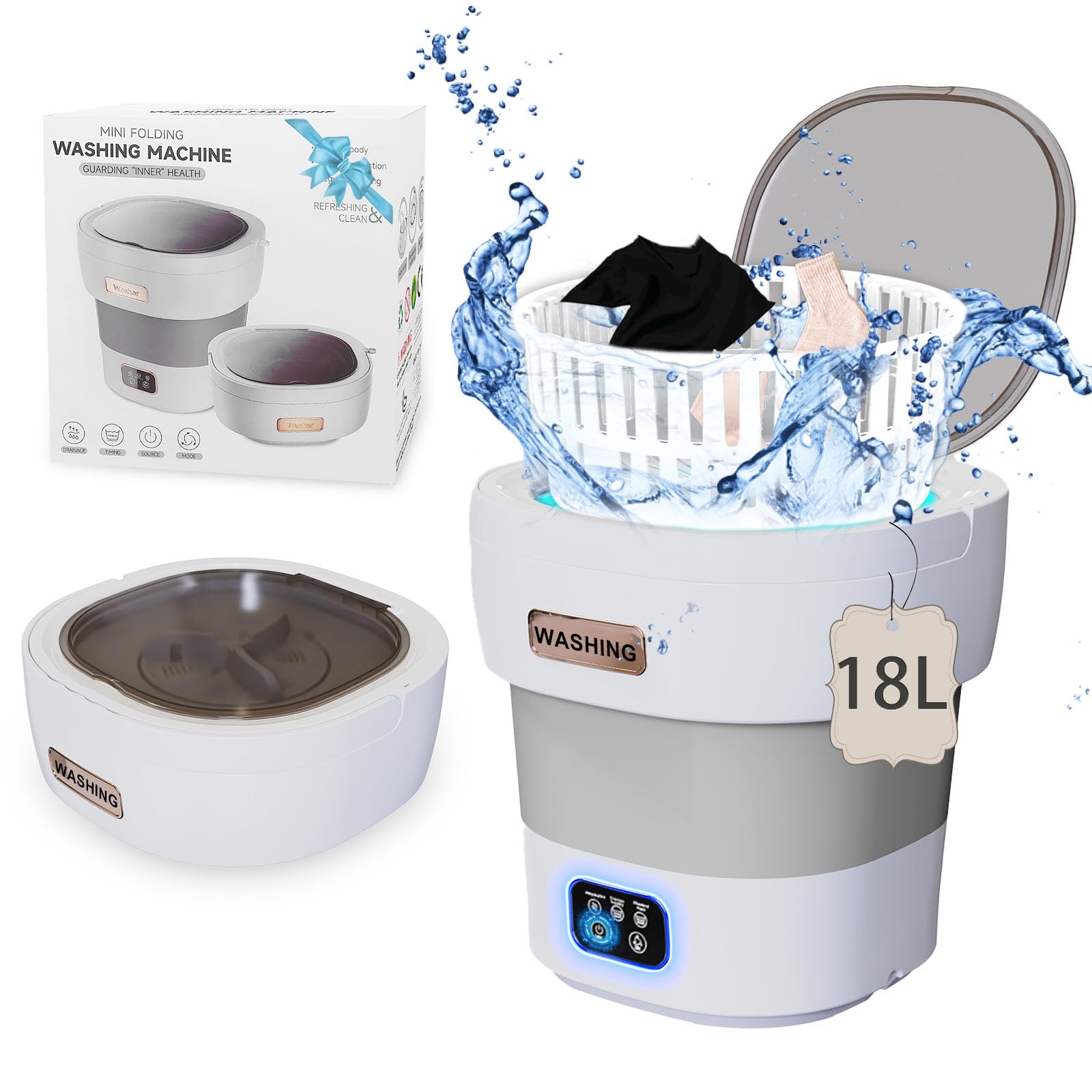 Portable Mini Washing Machine, 18L Foldable Washer Machine and Dryer 2 ...