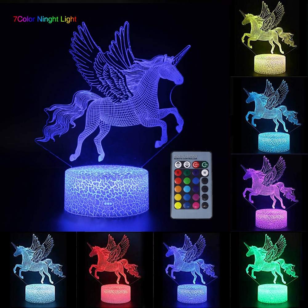 3D Unicorn Night Light for Kids, LED USB Nightlights Illusion Horse ...