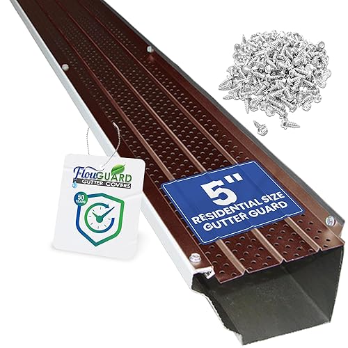 FlowGuard USA Made Professional DIY 5 Inch 50-Year Gutter Cover System ...