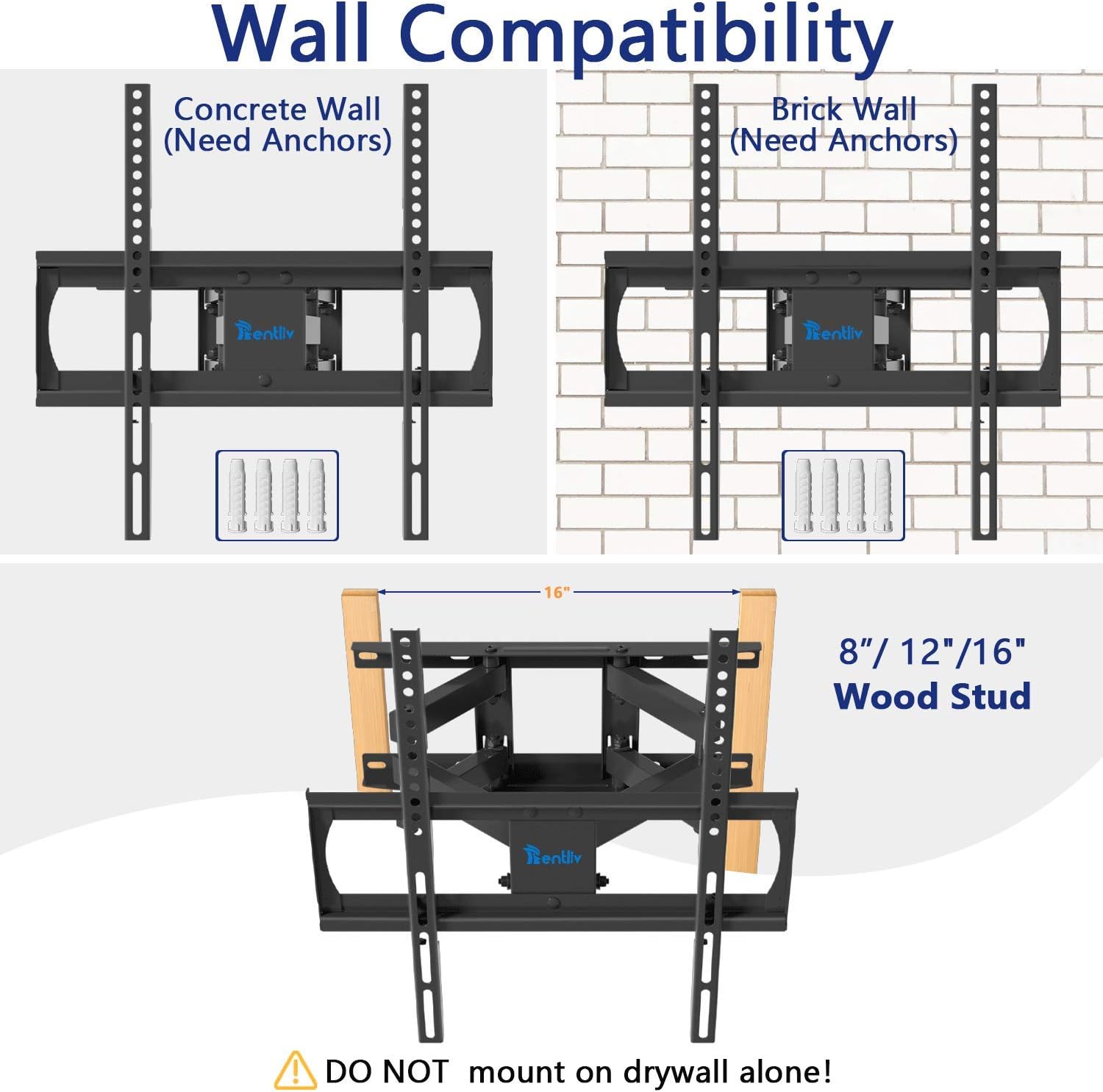 Rentliv TV Wall Bracket Swivel Tilt Extend, Ultra Strong Double Arms TV ...