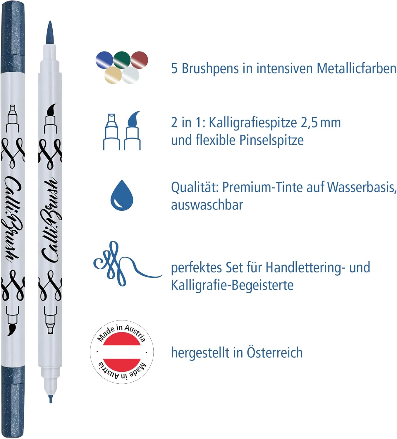 ONLINE Callih Handlettering Brush-Pens Metallic | Set of 5 brush pens ...