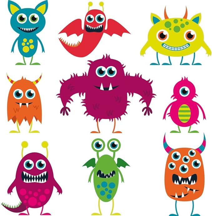Monsters Stickers – 9 Stickers Ref: nw2523, 30x31 cm: Amazon.co.uk ...