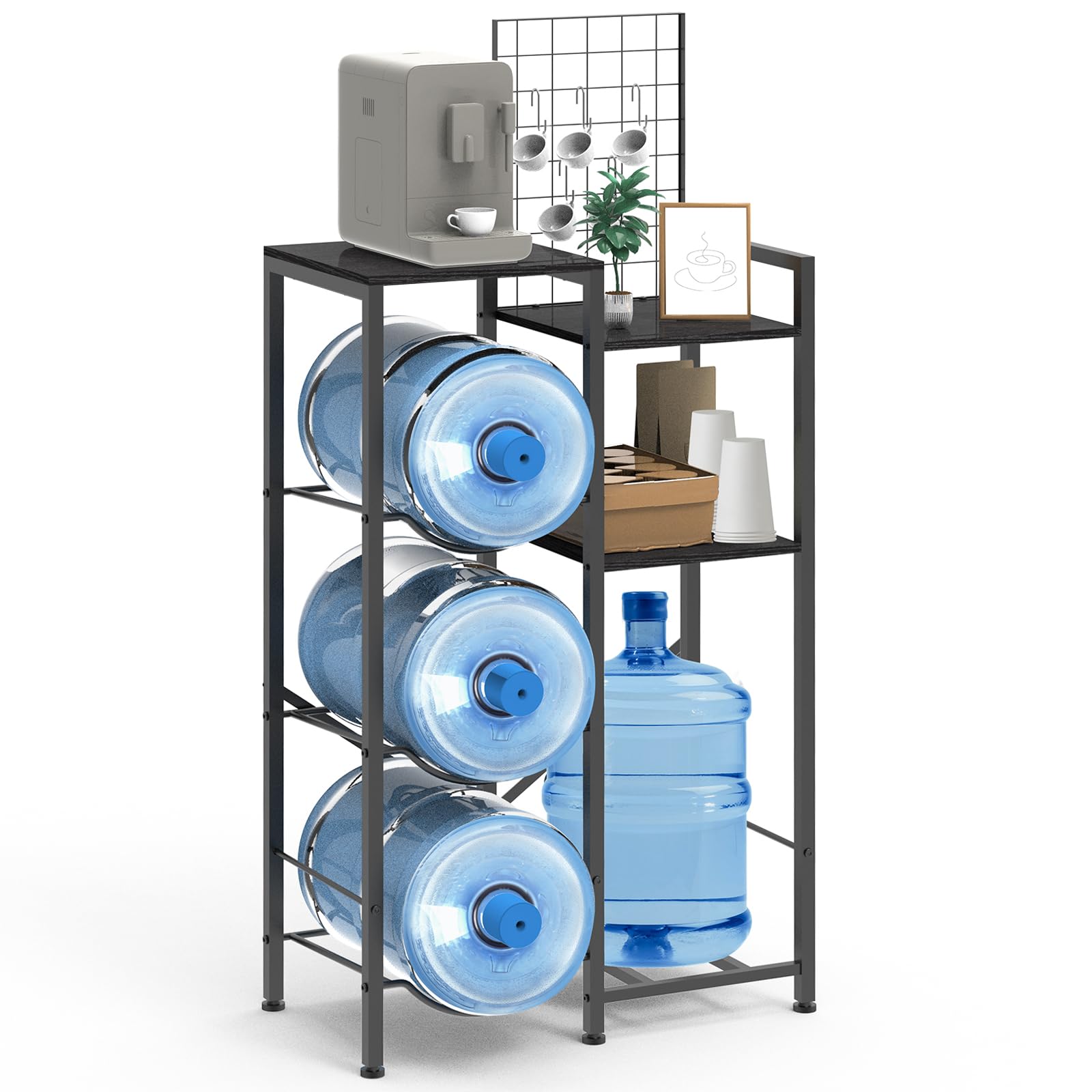 5 Gallon Water Jug Holder Water Dispenser Stand with Wood Storage ...