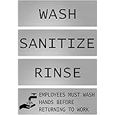 Amazon.com: 4 PK Wash Rinse Sanitize Sink Labels-Employees Must Wash ...