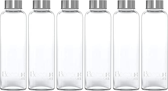 Amazon.com : Boroux Basics Reusable Glass Water Bottles BPA/BPS ...