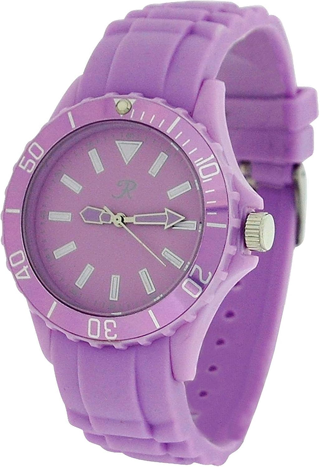 Reflex Rotating Bezel Lilac Silicone Strap Ladies Sports Watch SR040 ...
