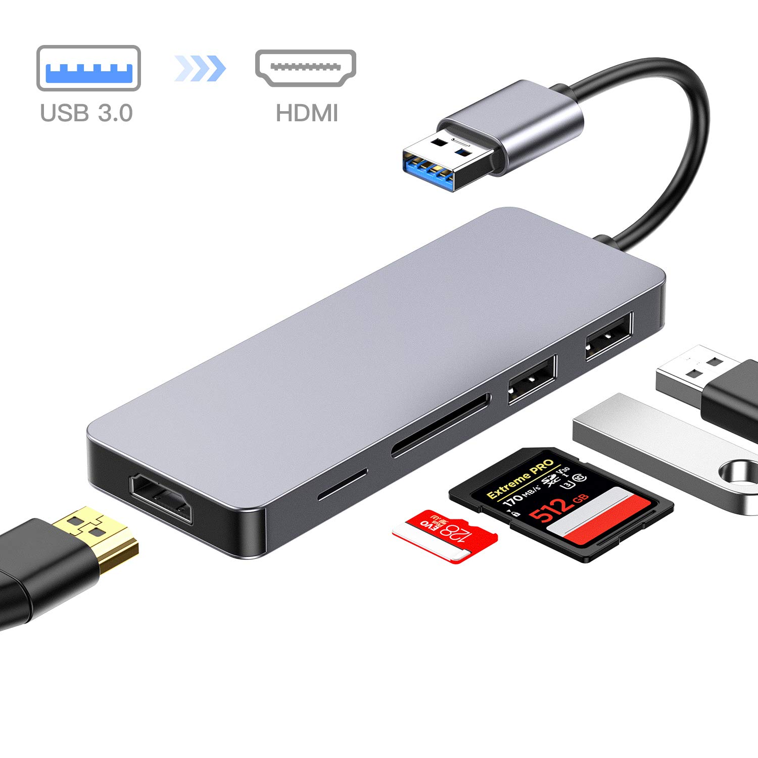 Mua USB to HDMI Adapter,5-in-1 USB 3.0 to HDMI Converter HD 1080p for ...